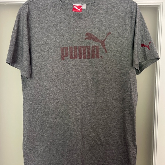 Puma | Shirts | Puma Gray Short Sleeve Tee With Iconic Logo | Poshmark